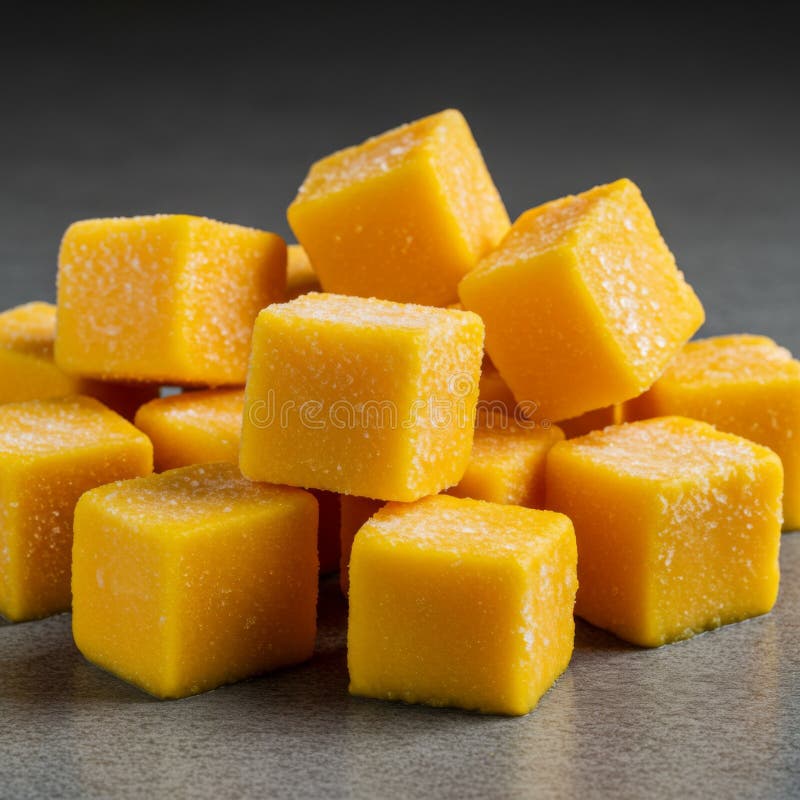Pile of Yellow Sugar Coated Candy Cubes Stock Illustration ...