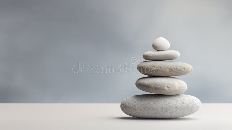 Pile of Zen Stones on Grey Background. 3d Illustration Generative AI ...