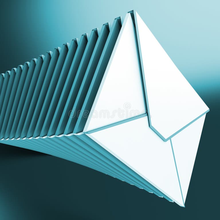 Piled Envelopes Shows Inbox Messages on Computer Stock Illustration ...