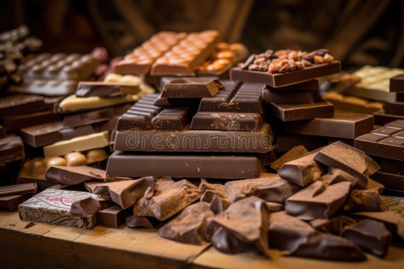 Piled High with Different Varieties of Chocolate Bars, Each One Ready ...