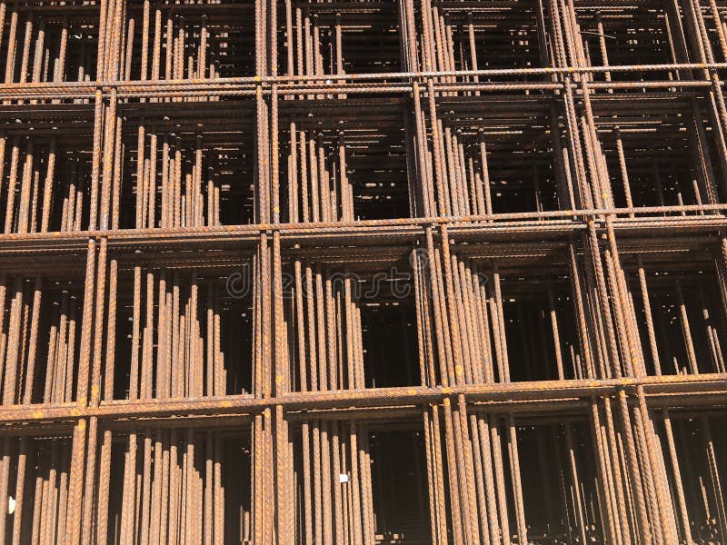 Piled Iron Reinforcement Workpieces. Metal Mesh for Reinforcement Stock ...