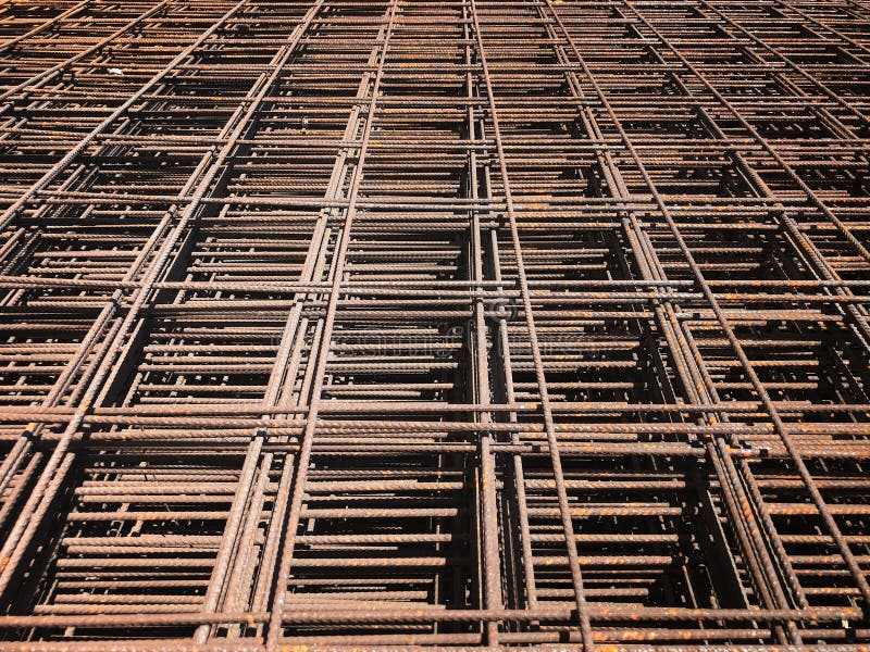 Piled Iron Reinforcement Workpieces. Metal Mesh for Reinforcement Stock ...