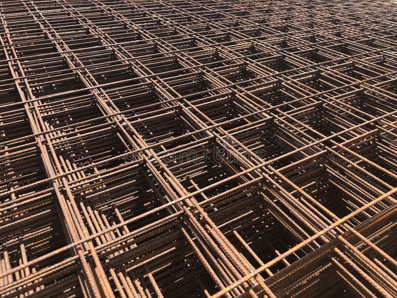 Piled Iron Reinforcement Workpieces. Metal Mesh for Reinforcement Stock ...