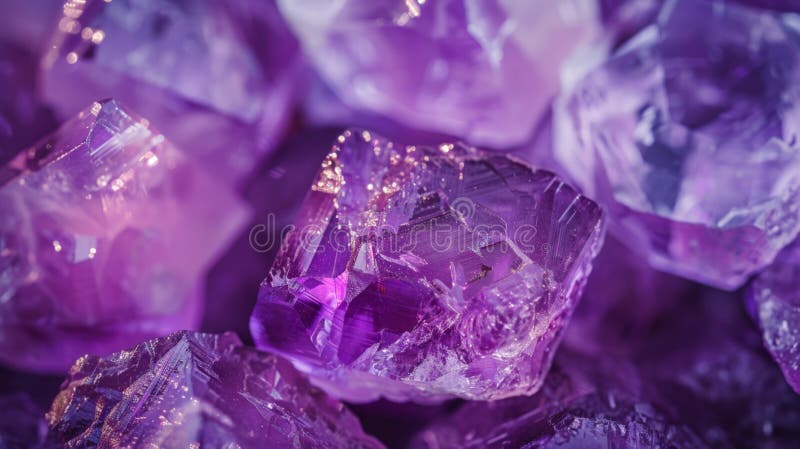 Piled Purple Crystals on Surface Stock Photo - Image of decor, gems ...