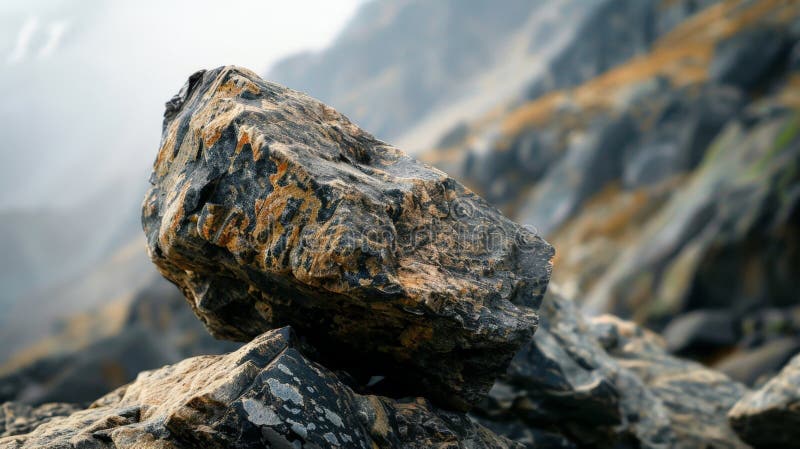 Rock Stack on Mountain with Background Peak Stock Photo - Image of ...