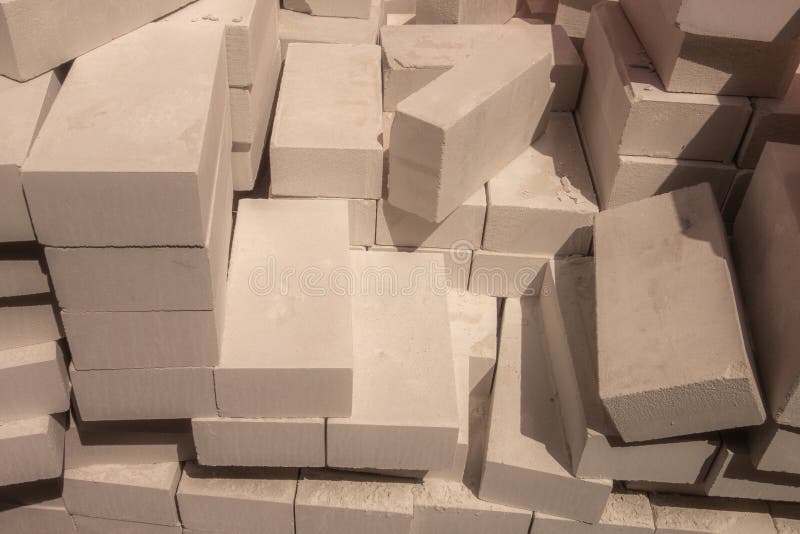 Piled Up a Big Pile of White Bricks Stock Photo - Image of building ...
