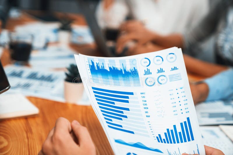 Piles of Analyzed Financial Data Dashboard on Wooden Table. Habiliment ...