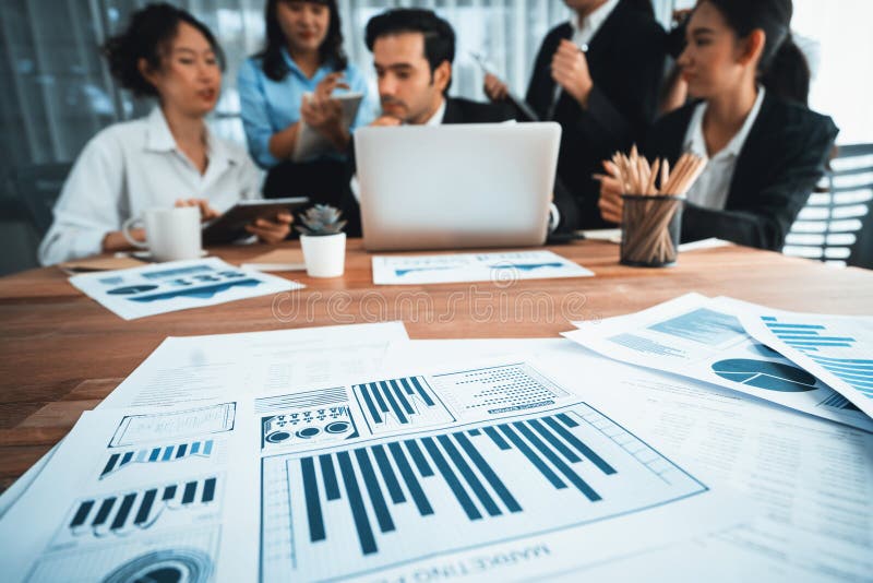 Piles of Analyzed Financial Data Dashboard on Wooden Table. Habiliment ...
