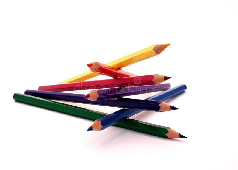 Coloured Pencils in Assorted Piles Stock Image - Image of assorted ...