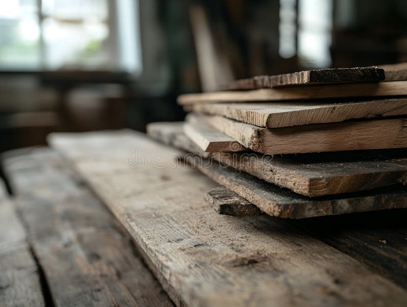 Stack of Wooden Boards in a Woodworking Workshop Generative AI Stock ...