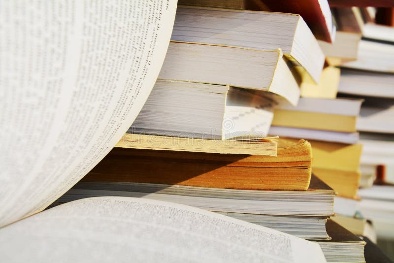 Piles of books, close up stock image. Image of vertically - 82197951