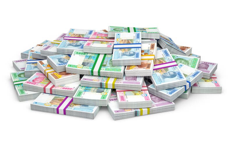 Piles of Central African CFA Franc Banknotes Stock Image - Image of ...