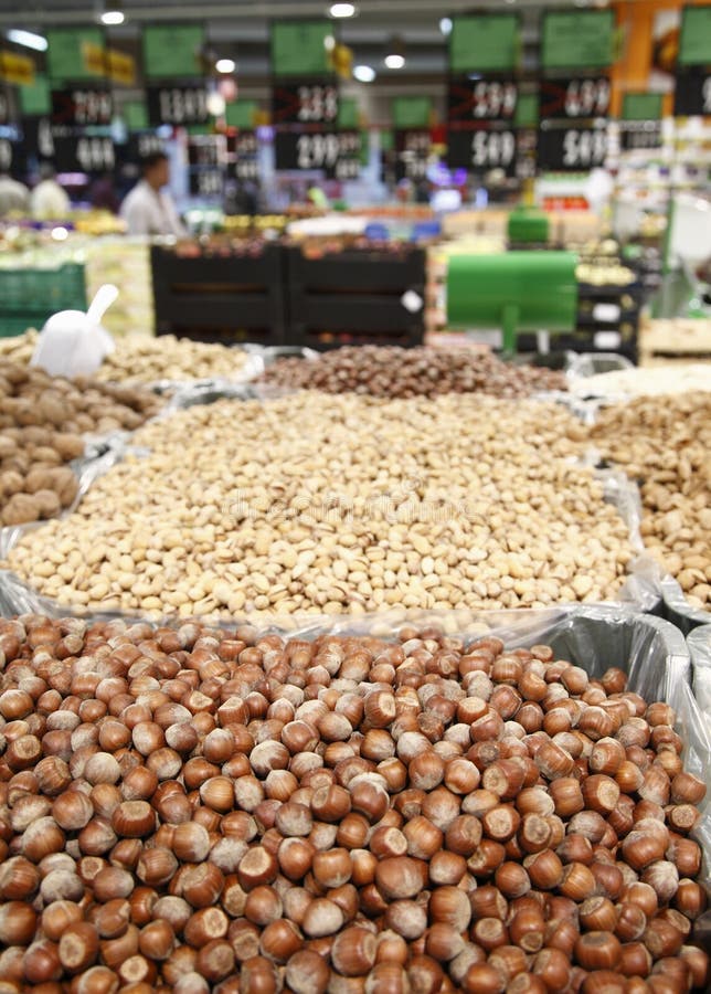 Piles of Chestnuts in Supermarket Stock Image - Image of business ...