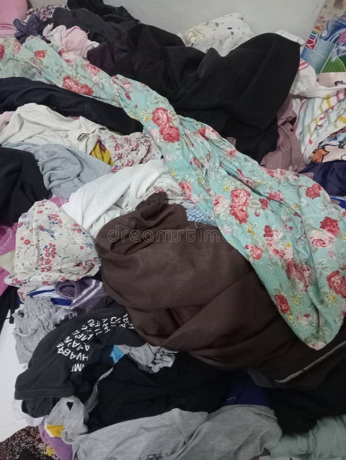 Piles of Clothes in a Messy Room Stock Image - Image of piles, room ...