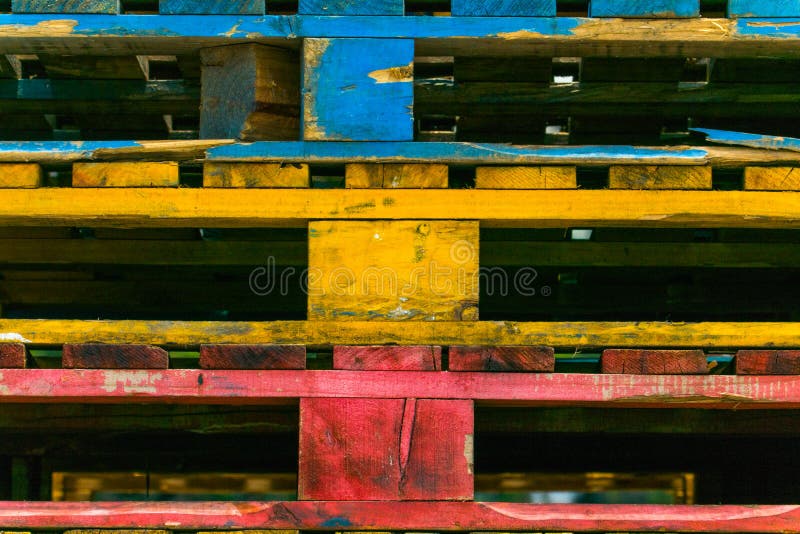 Piles of Colored Wooden Pallets Stock Image - Image of business, hong ...