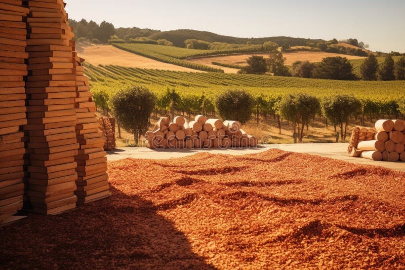 Piles of Cork Sheets Drying Under the Sun Stock Illustration ...