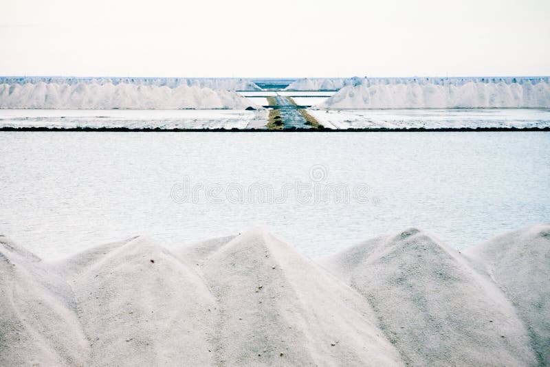 Piles of Crystallised Salt at a Saline Refinery Stock Photo - Image of ...