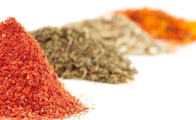 Piles of different spices stock photo. Image of isolated - 13626934