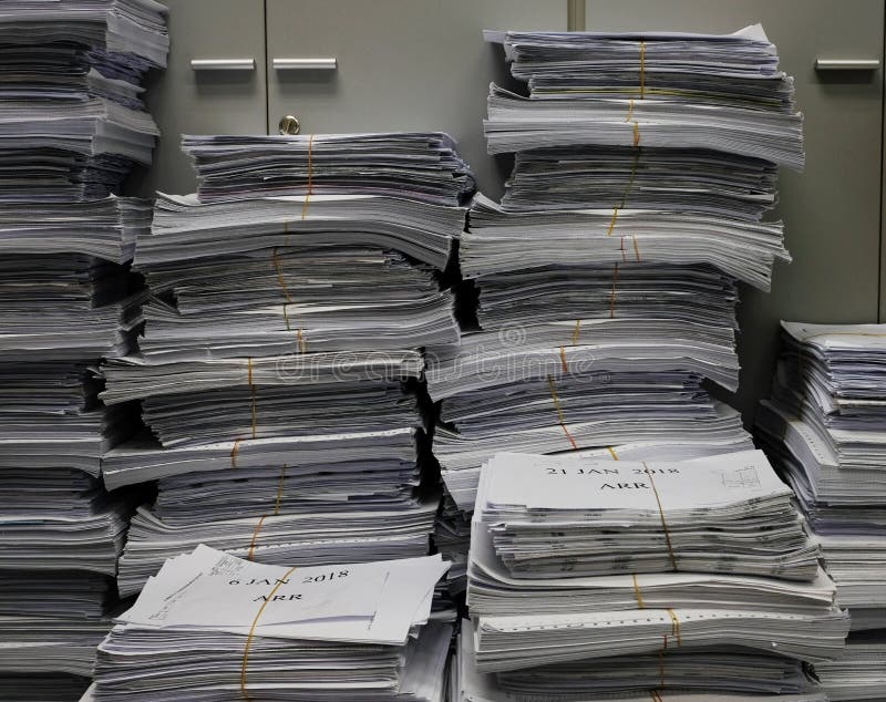 Piles of Document at Workplace. Stock Photo - Image of room, heap ...