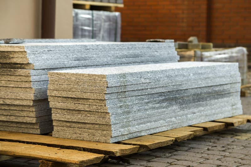 Piles of Granite Marble Slabs. Stone Sheets for Decorative Construction ...