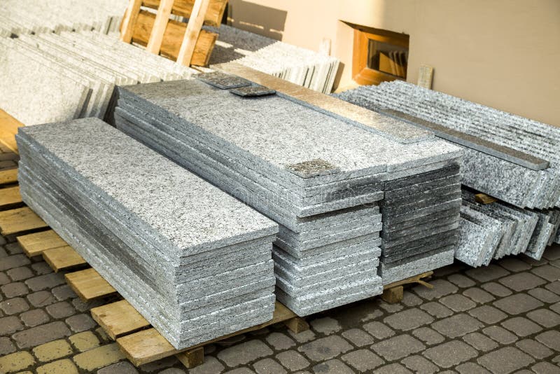 Piles of Granite Marble Slabs. Stone Sheets for Decorative Construction ...