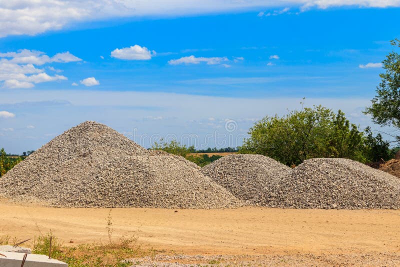 Piles of Gravel for Road Construction Stock Photo - Image of land ...