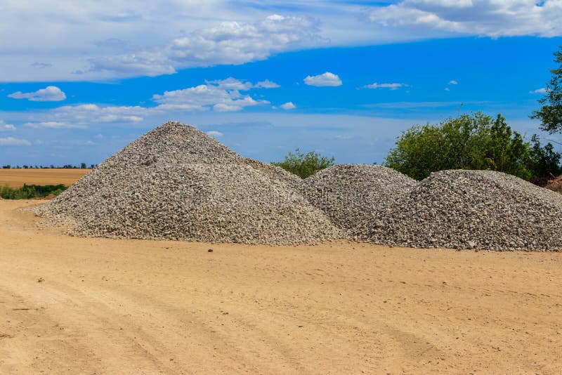 Piles of Gravel for Road Construction Stock Photo - Image of ...