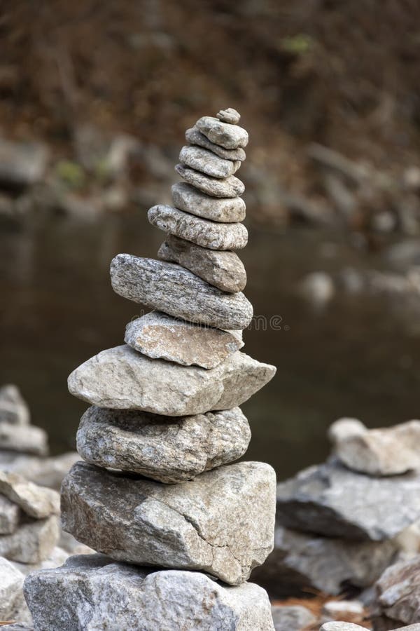 Piles of Little Rocks in the River Stock Image - Image of pray, monks ...