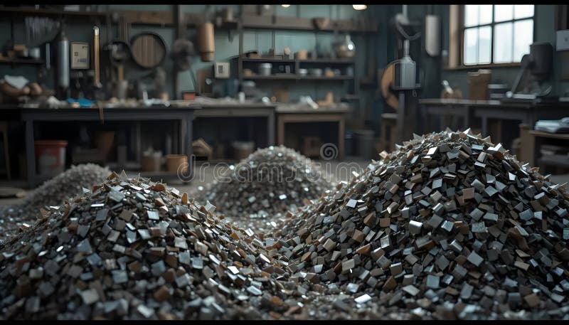 Metal Scrap in Workshop stock illustration. Illustration of scraps ...