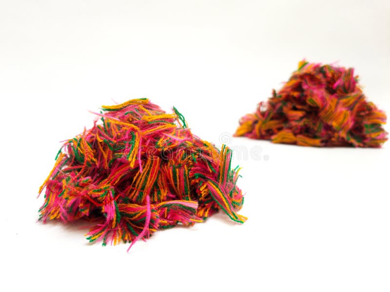 Piles of Multicolored Threads on White Background, Side View of Yarn ...