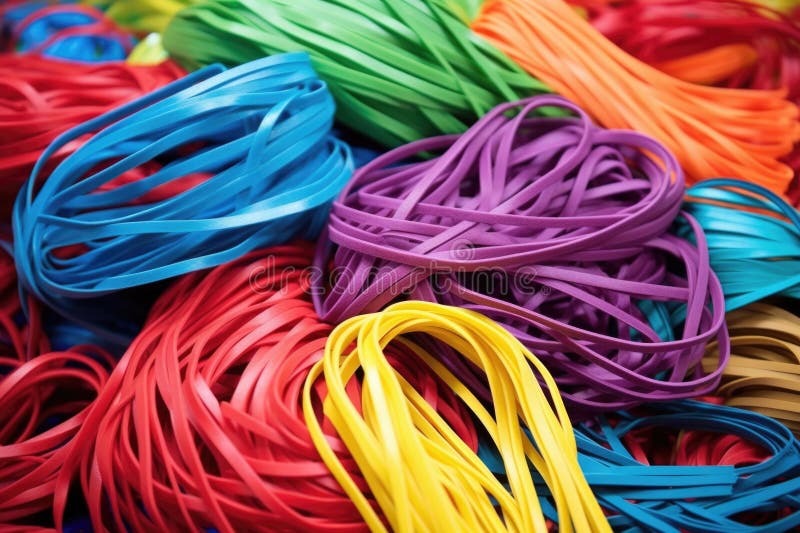 Piles of Newly Produced Multicolored Elastic Bands Stock Image - Image ...