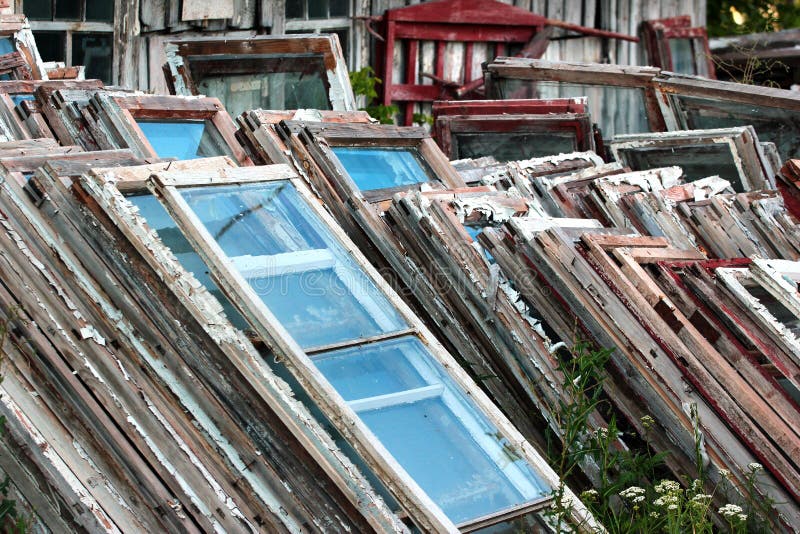 Piles of Old Wooden Frames and Windows Stock Photo - Image of debris ...
