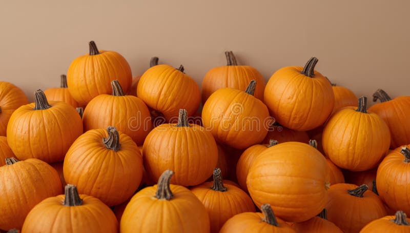 Piles of Orange, Grooved Spheres with Stems a WarmToned Still Life ...