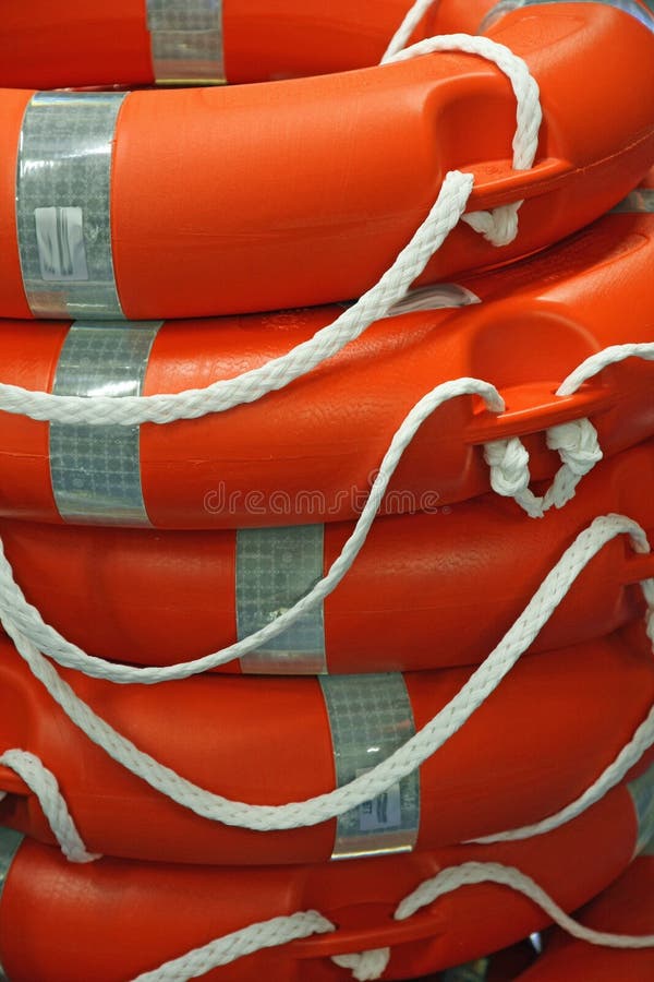 Piles of Orange Life Preserver for Help To People in Danger of D Stock ...