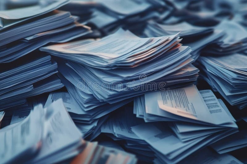 Piles of Organized Documents Scattered Over a Desk in a Busy Office ...