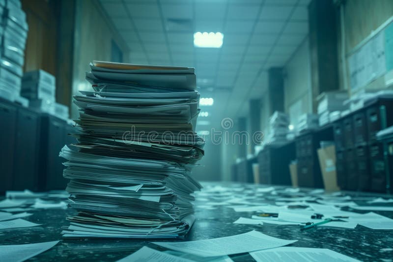Piles of Paper Office Filled with Paperwork Full Archive File Documents ...