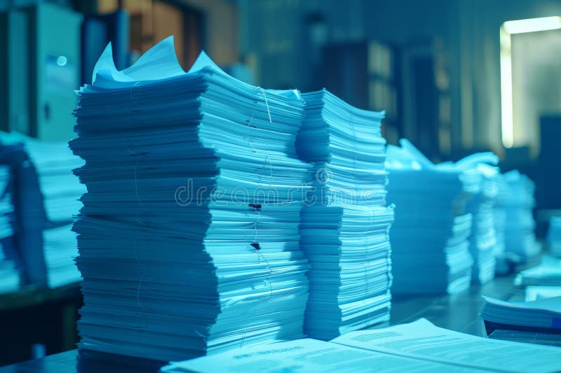 Piles of Paper Office Filled with Paperwork Full Archive File Documents ...