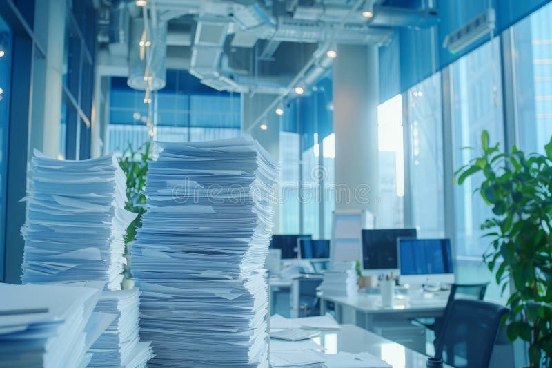 Piles of Paper Office Filled with Paperwork Full Archive File Documents ...