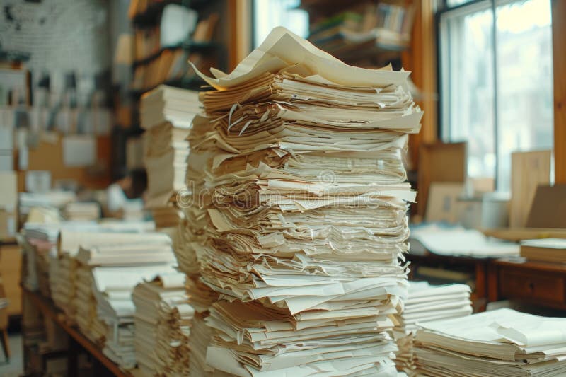 Piles of Paper Office Filled with Paperwork Full Archive File Documents ...