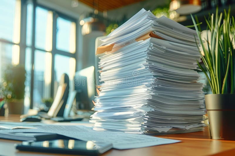 Piles of Paper Office Filled with Paperwork Full Archive File Documents ...