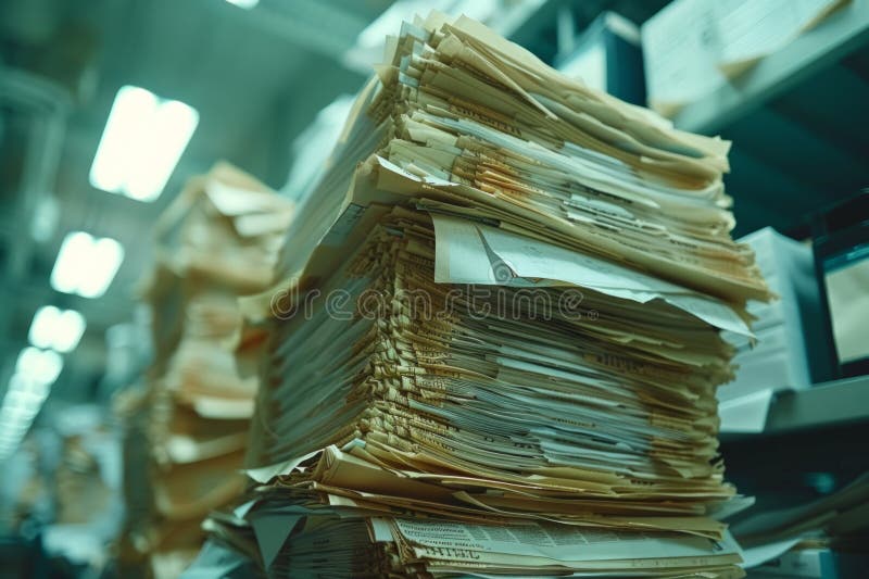 Piles of Paper Office Filled with Paperwork Full Archive File Documents ...