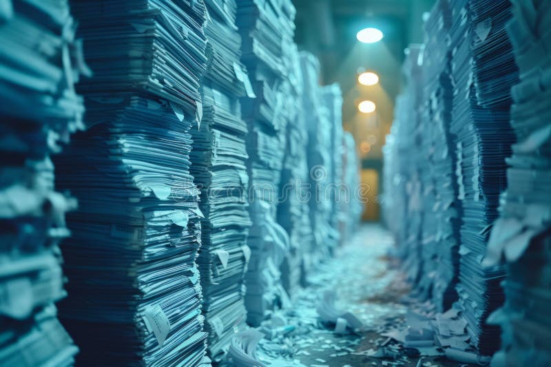 Piles of Paper Office Filled with Paperwork Full Archive File Documents ...