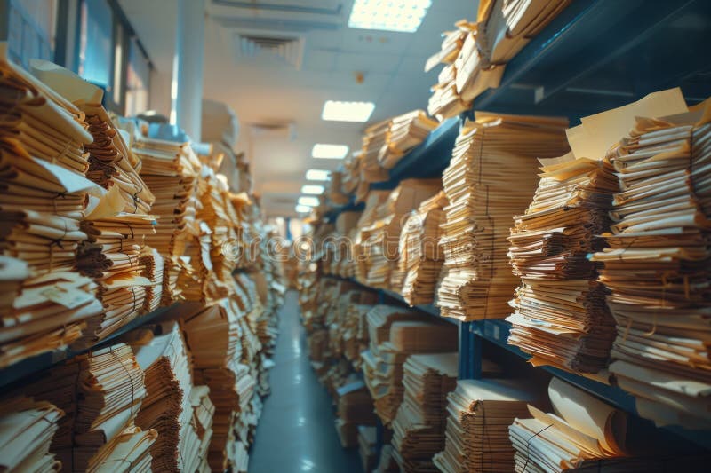 Piles of Paper Office Filled with Paperwork Full Archive File Documents ...