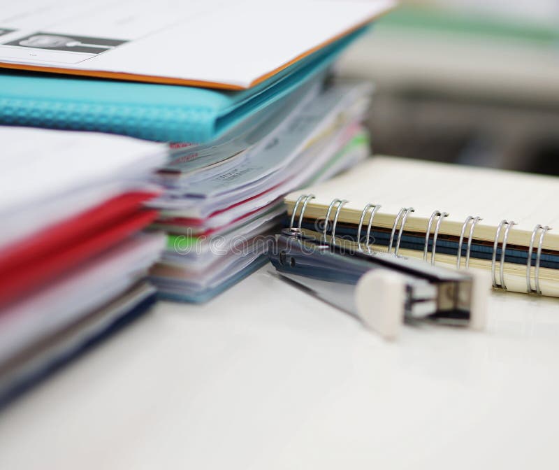 Piles of Papers and Files on the Desk Stock Image - Image of copybook ...