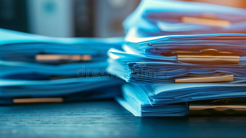Piles of Paperwork and Documents on Office Desk Stock Illustration ...