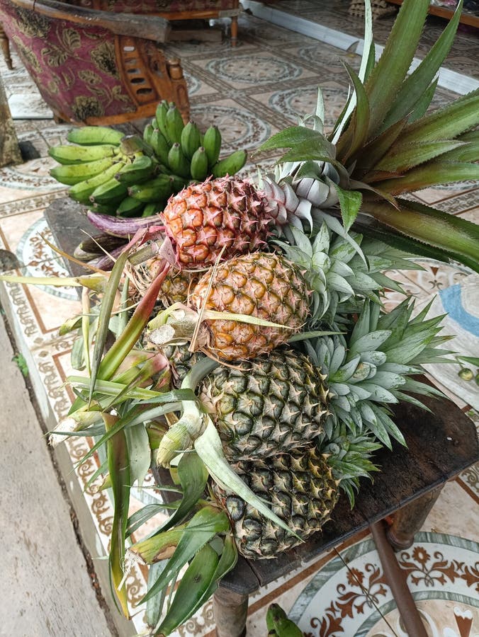 Piles of Pineapples on the Table are Being Sold Stock Image - Image of ...