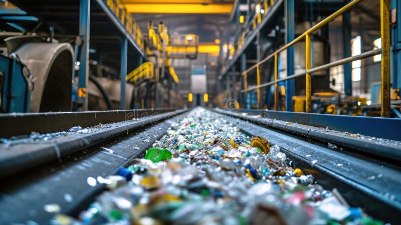 Piles of Plastic Bottles on Sorting Table at Garbage Processing Plant ...