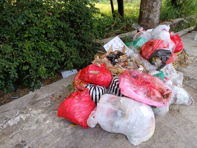 Piles of Plastic Waste on the Side of the Road Stock Photo - Image of ...