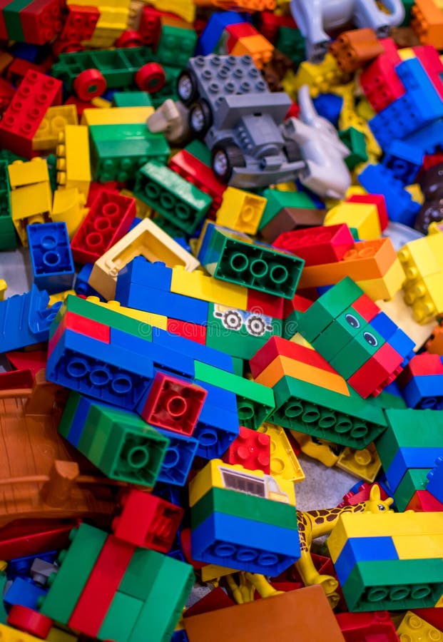 Piles of Plastic Building Blocks for Kids Stock Image - Image of ...
