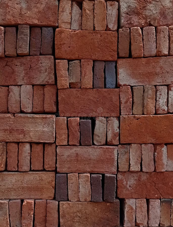 Piles of Red Bricks Form a Pattern Stock Image - Image of form, brown ...